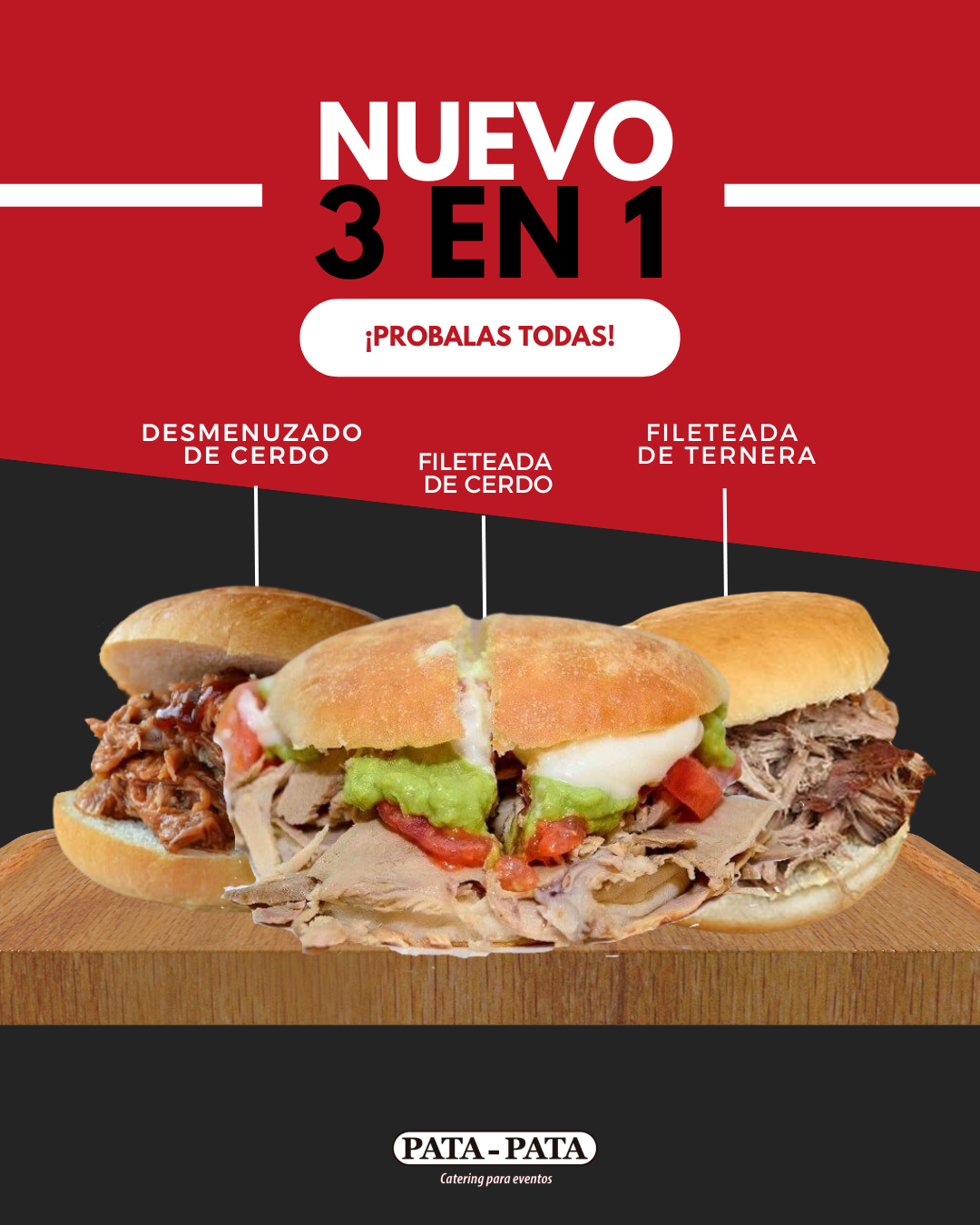 3 en 1 | x 10 | Tríptico de Cerdo+Ternera+Bondiola Desmechada - PATA ...